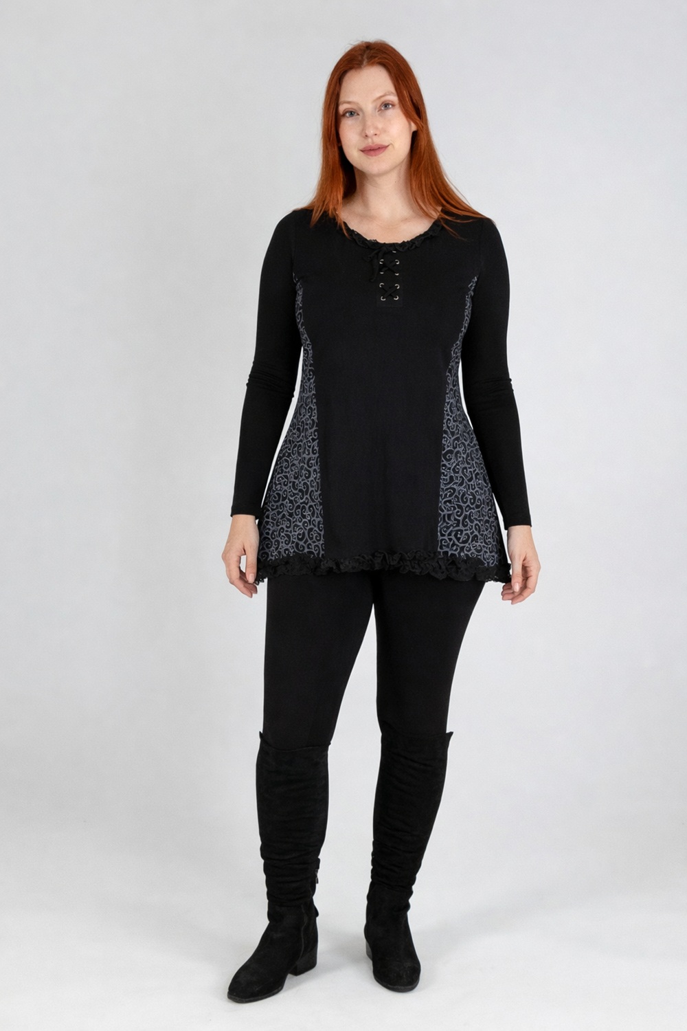 Wicked Dragon Clothing - Aradia Long Sleeve Lace Up Cotton Top with ...