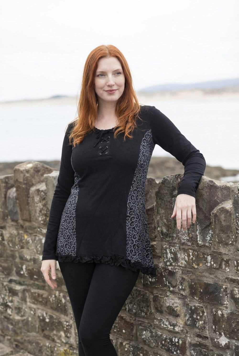 Wicked Dragon Clothing - Aradia Long Sleeve Lace Up Cotton Top with ...