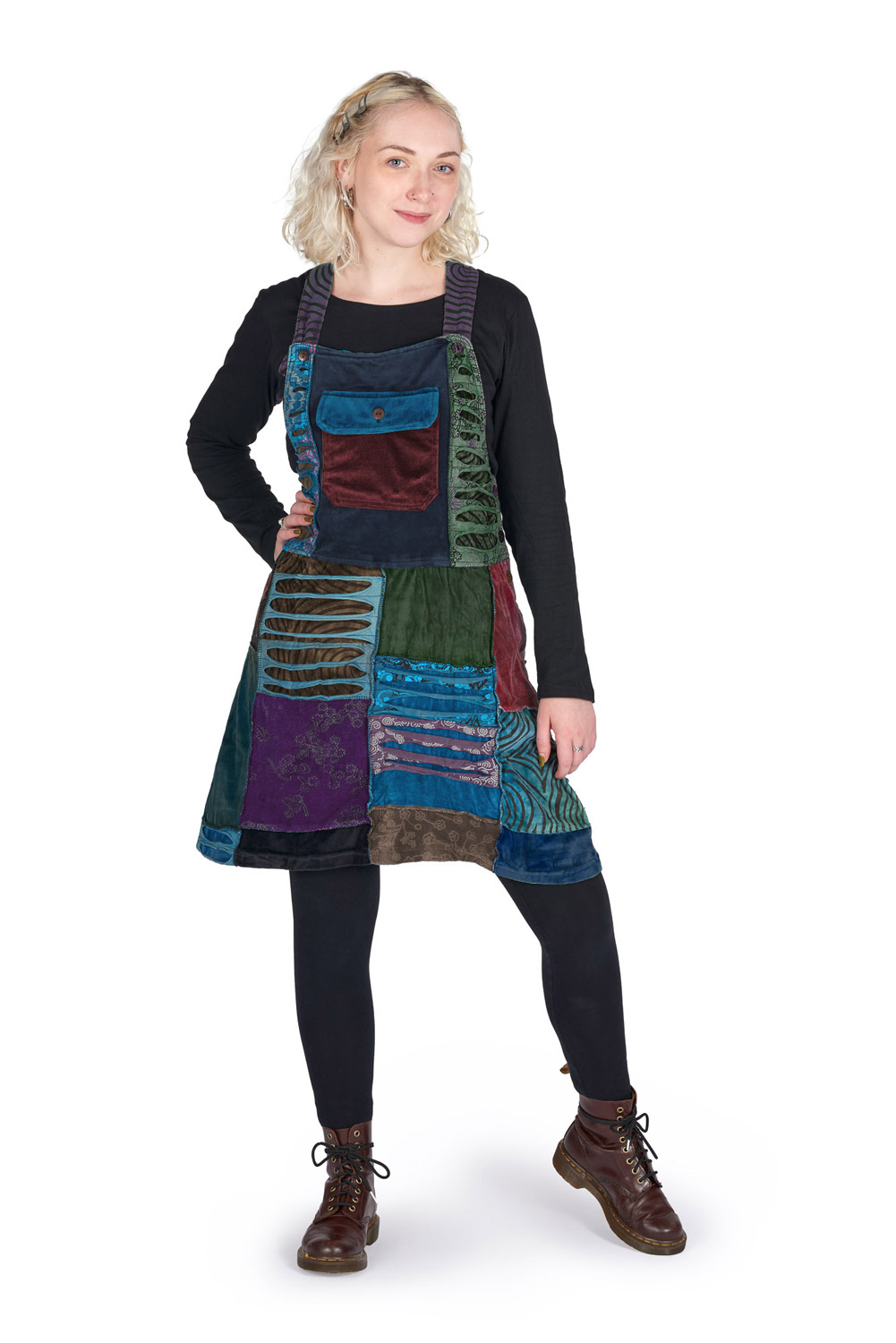 Wicked Dragon Clothing - Verity Velvet Patchwork Pinafore Dress with ...