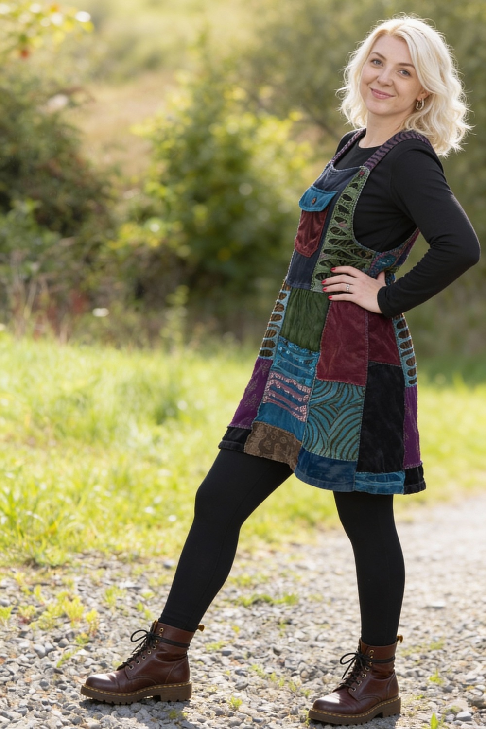Wicked Dragon Clothing - Verity Velvet Patchwork Pinafore Dress with ...