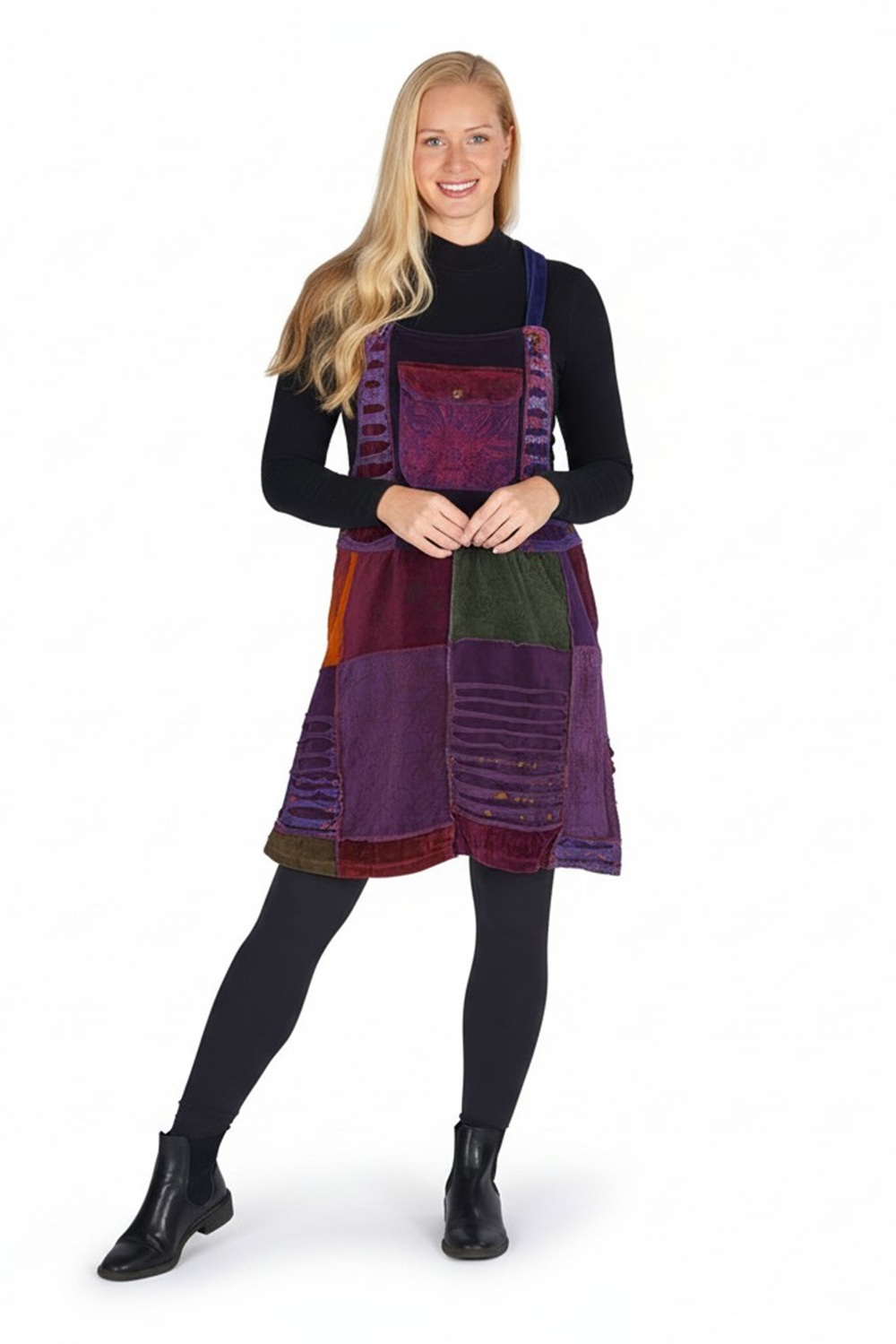 Wicked Dragon Clothing - Verity Velvet Patchwork Pinafore Dress with ...