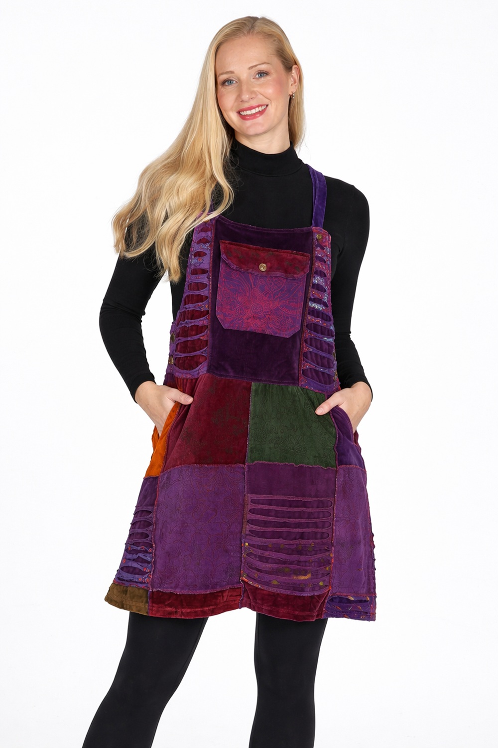 Wicked Dragon Clothing - Verity Velvet Patchwork Pinafore Dress with ...