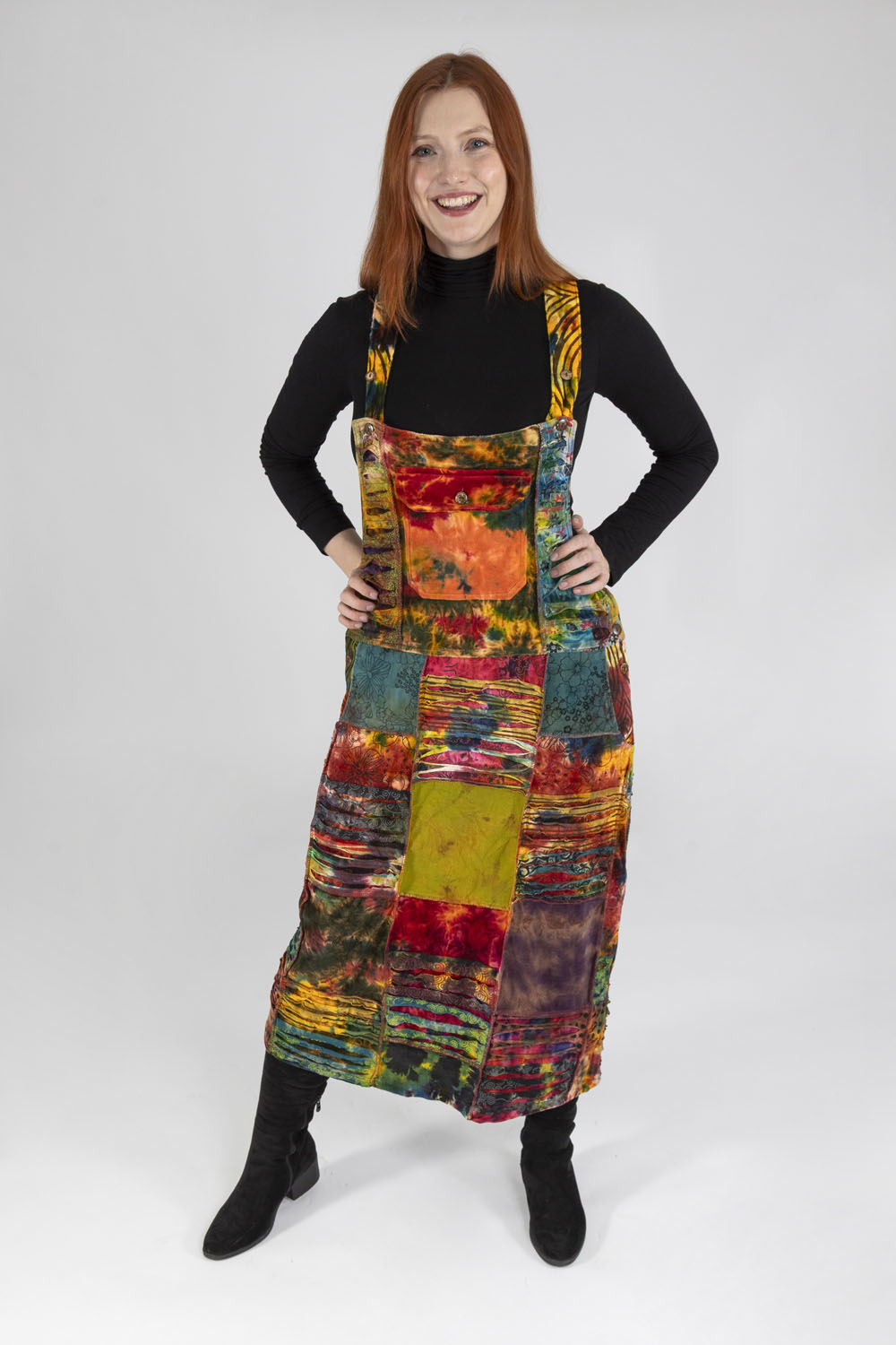 Wicked Dragon Clothing - Verity Velvet Tie Dye Pinafore Dress ...