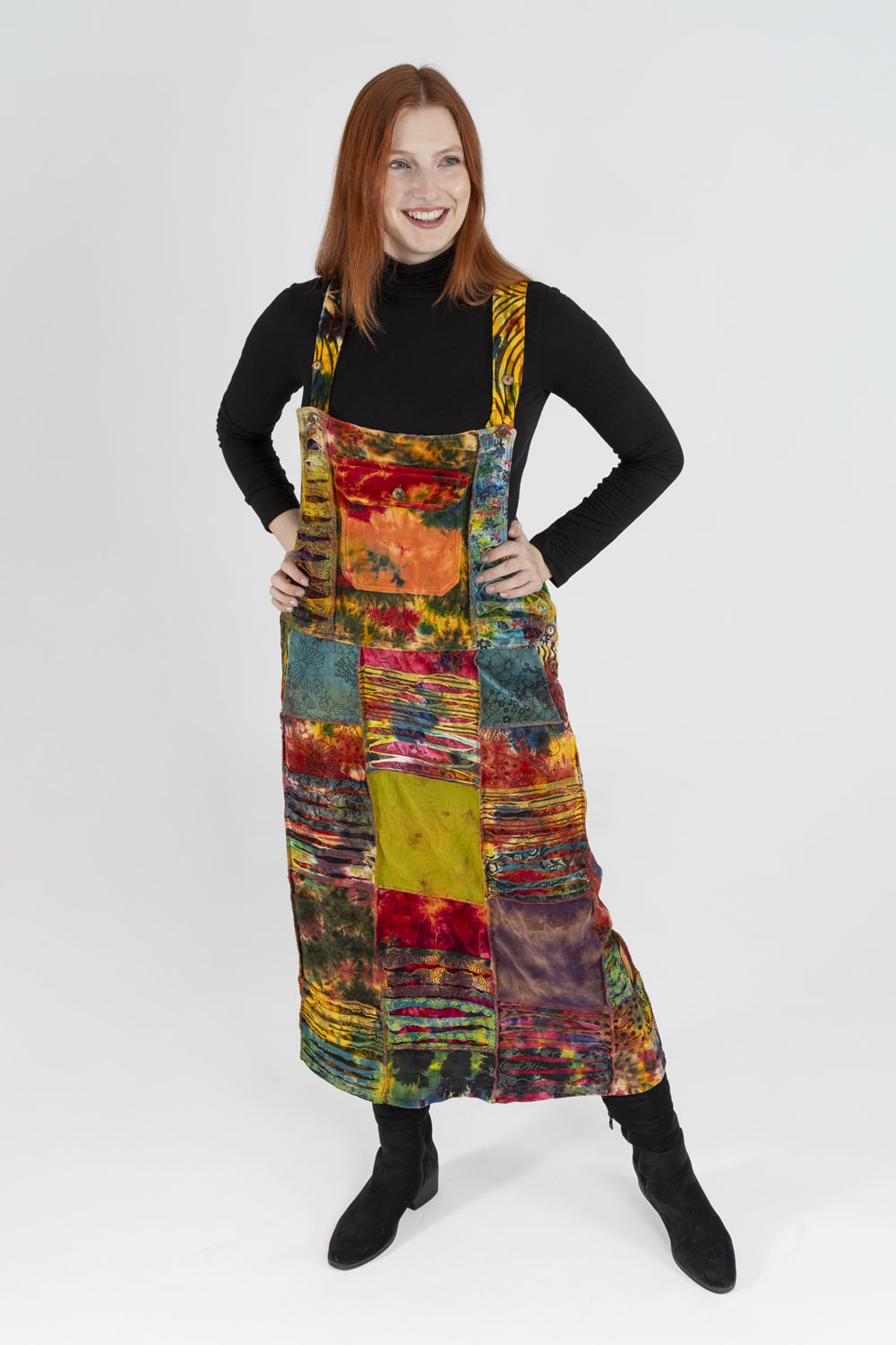 Wicked Dragon Clothing - Verity Velvet Tie Dye Pinafore Dress ...