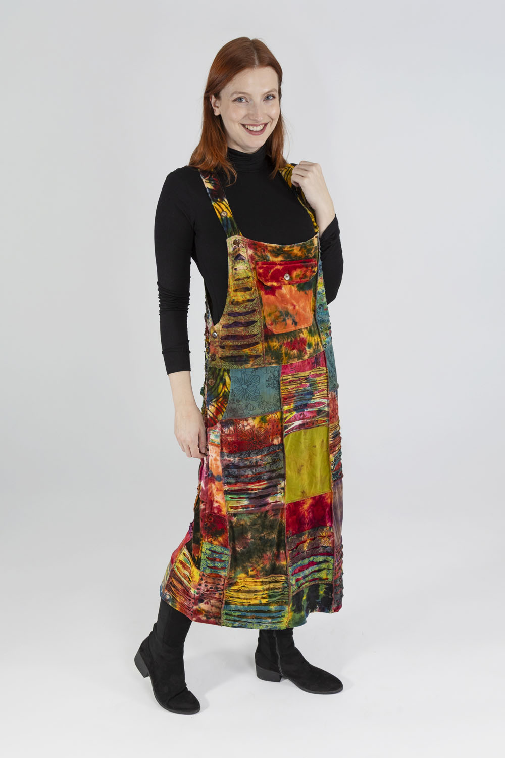 Wicked Dragon Clothing - Verity Velvet Tie Dye Pinafore Dress ...