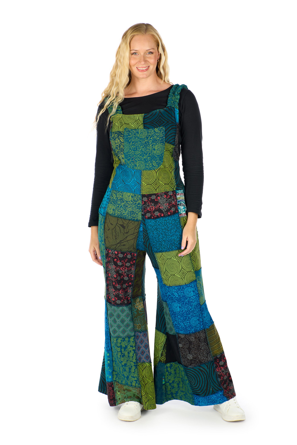 Wicked Dragon Clothing - Gaia patchwork hippie flared dungarees