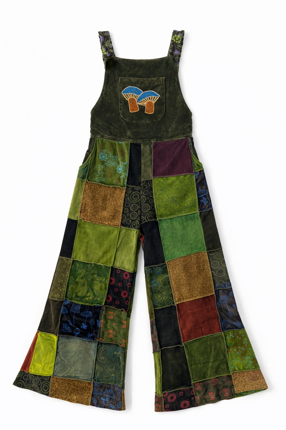 Wicked Dragon Clothing - Verity Velvet Patchwork Mushroom Dungarees ...