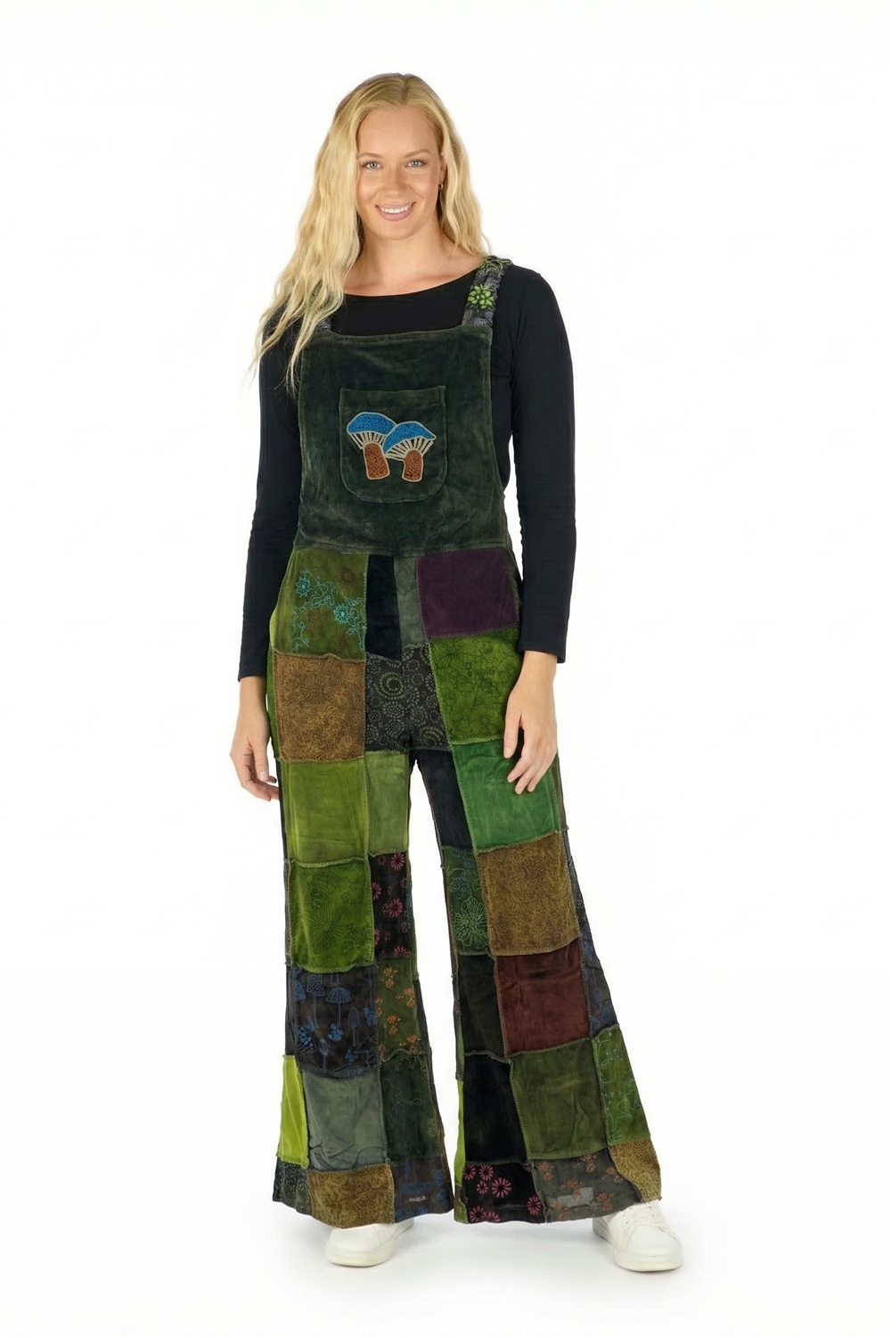 Wicked Dragon Clothing - Verity Velvet Patchwork Mushroom Dungarees ...