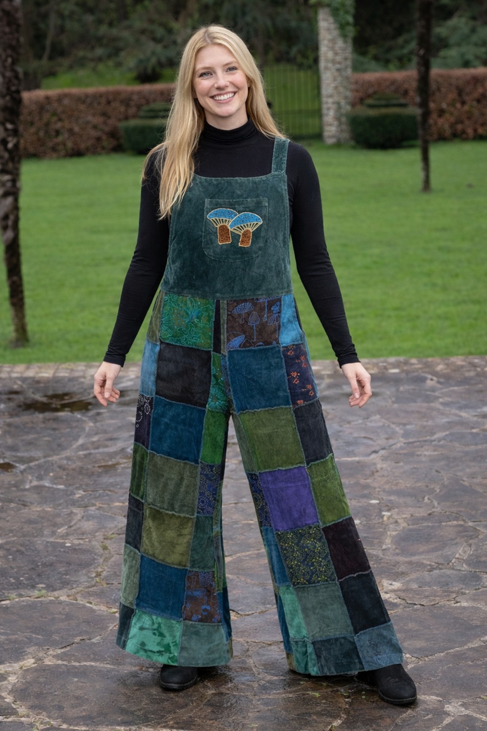 Wicked Dragon Clothing - Verity Velvet Patchwork Mushroom Dungarees ...