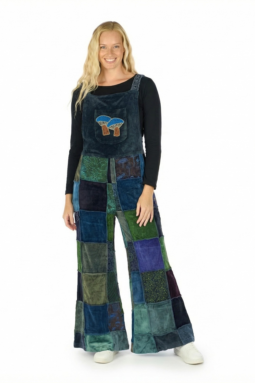 Wicked Dragon Clothing - Verity Velvet Patchwork Mushroom Dungarees ...