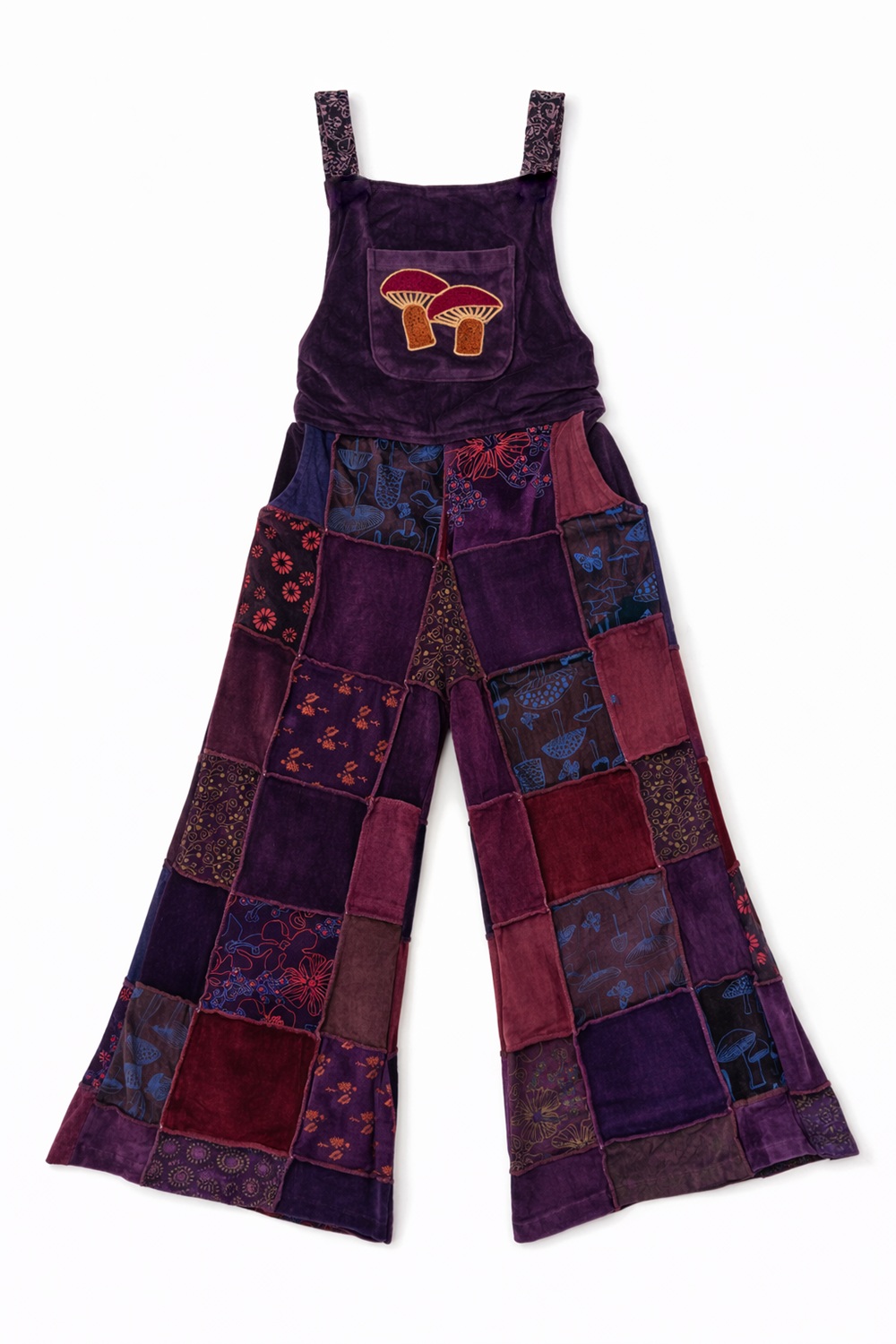 Wicked Dragon Clothing - Verity Velvet Patchwork Mushroom Dungarees ...