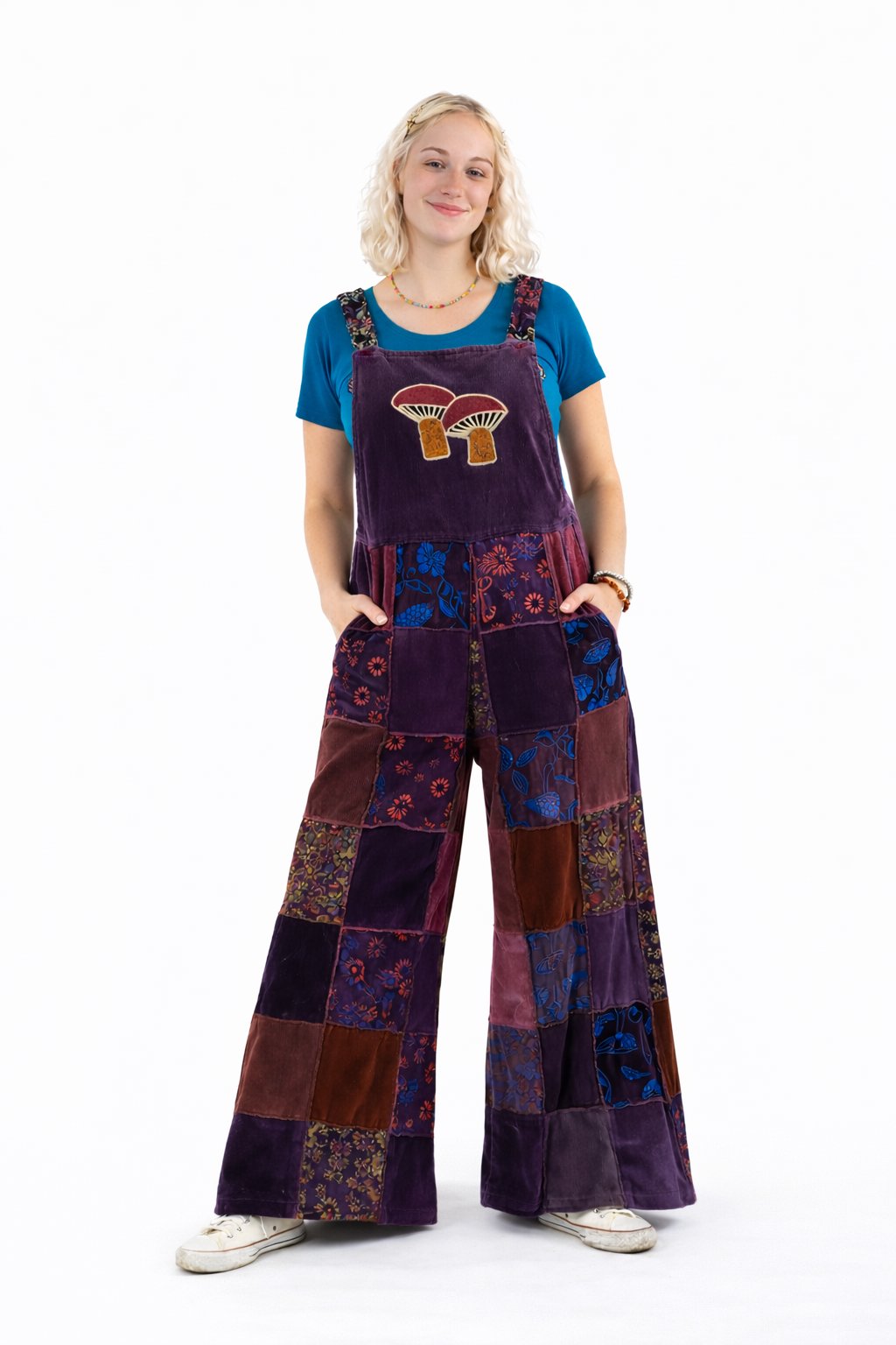 Wicked Dragon Clothing - Verity Velvet Patchwork Mushroom Dungarees ...