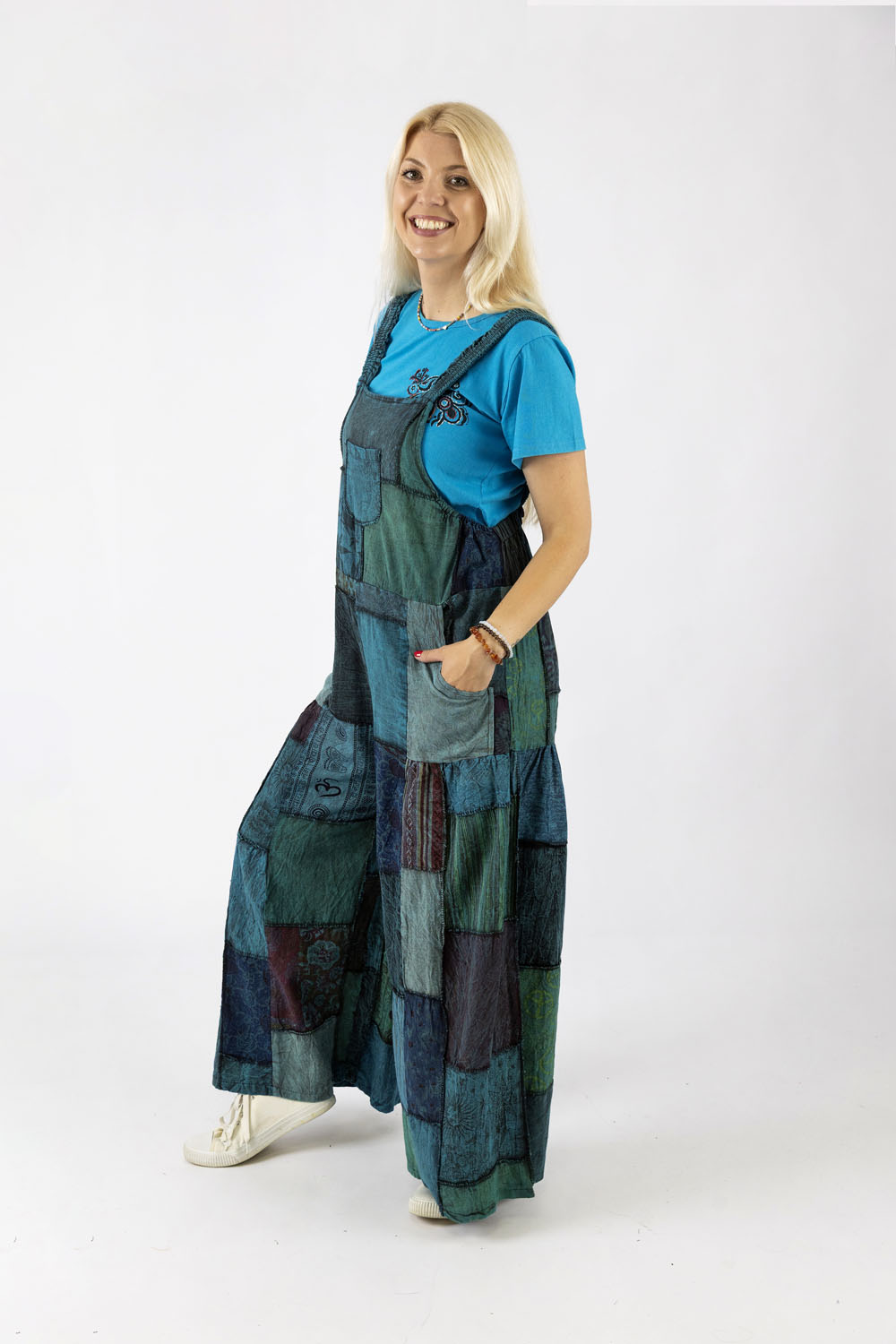 Wicked Dragon Clothing - Willow flared patchwork dungarees