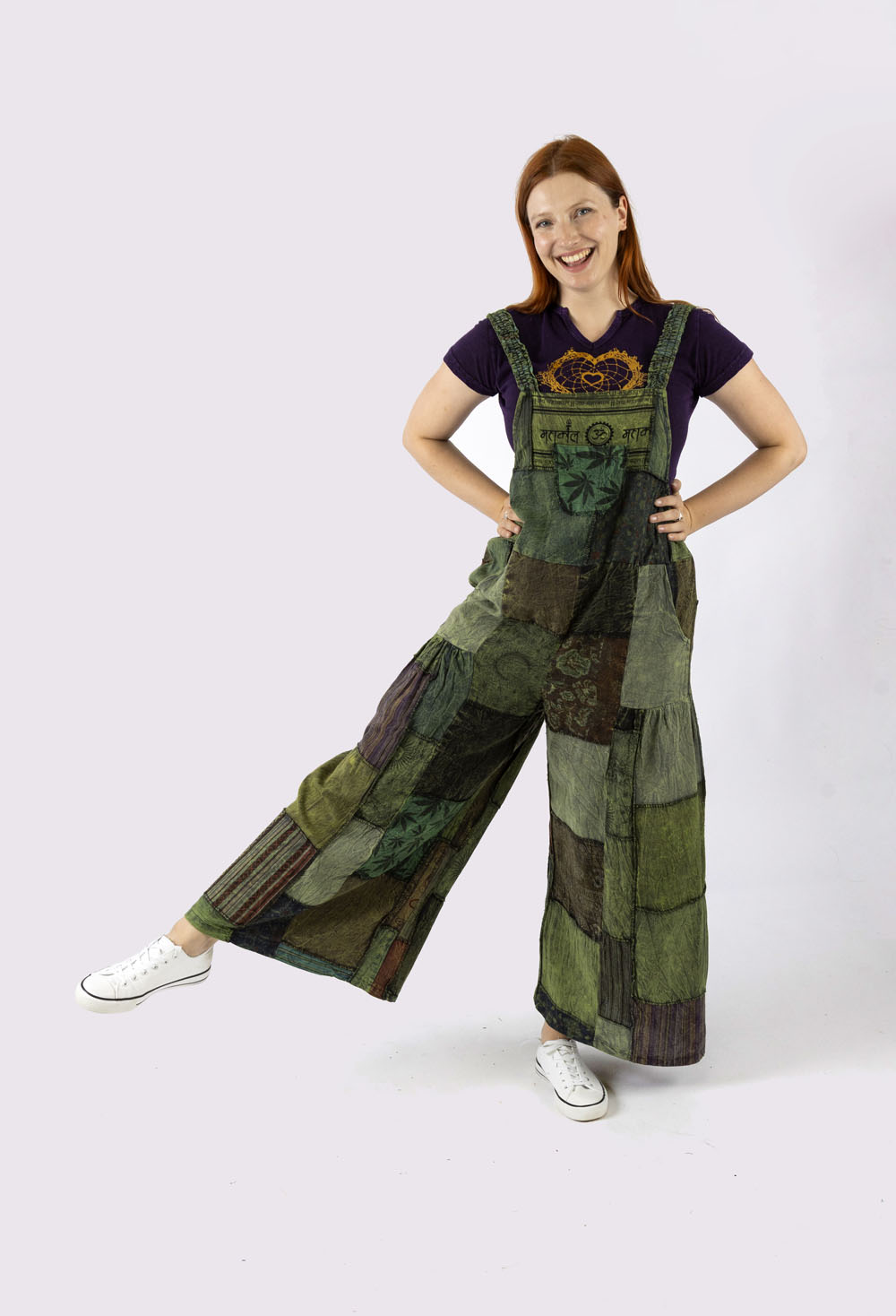 Wicked Dragon Clothing - Willow Patchwork Dungarees with Pockets | Boho ...