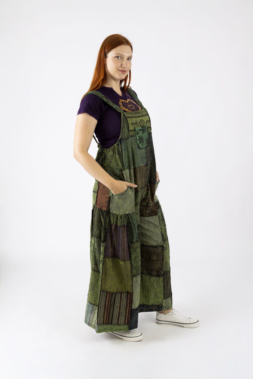Wicked Dragon Clothing - Willow Patchwork Dungarees with Pockets | Boho ...