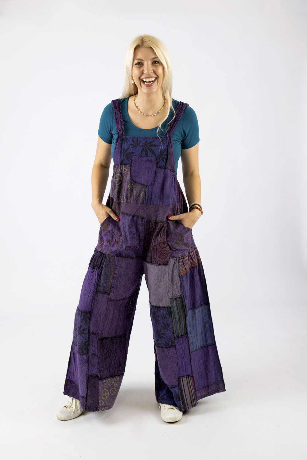 Wicked Dragon Clothing - Willow Patchwork Dungarees with Pockets | Boho ...