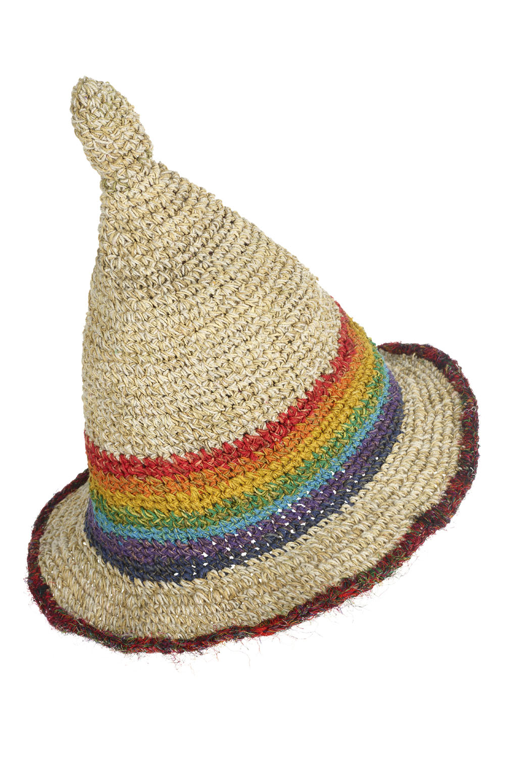 Wicked Dragon Clothing - Hemp rainbow wire brim pointed hat