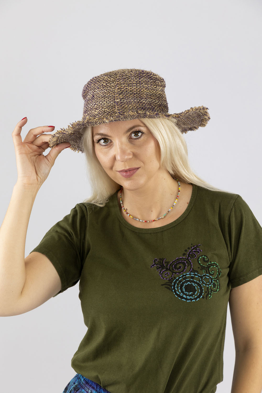 Wicked Dragon Clothing - Natural hemp wire brim hat purple