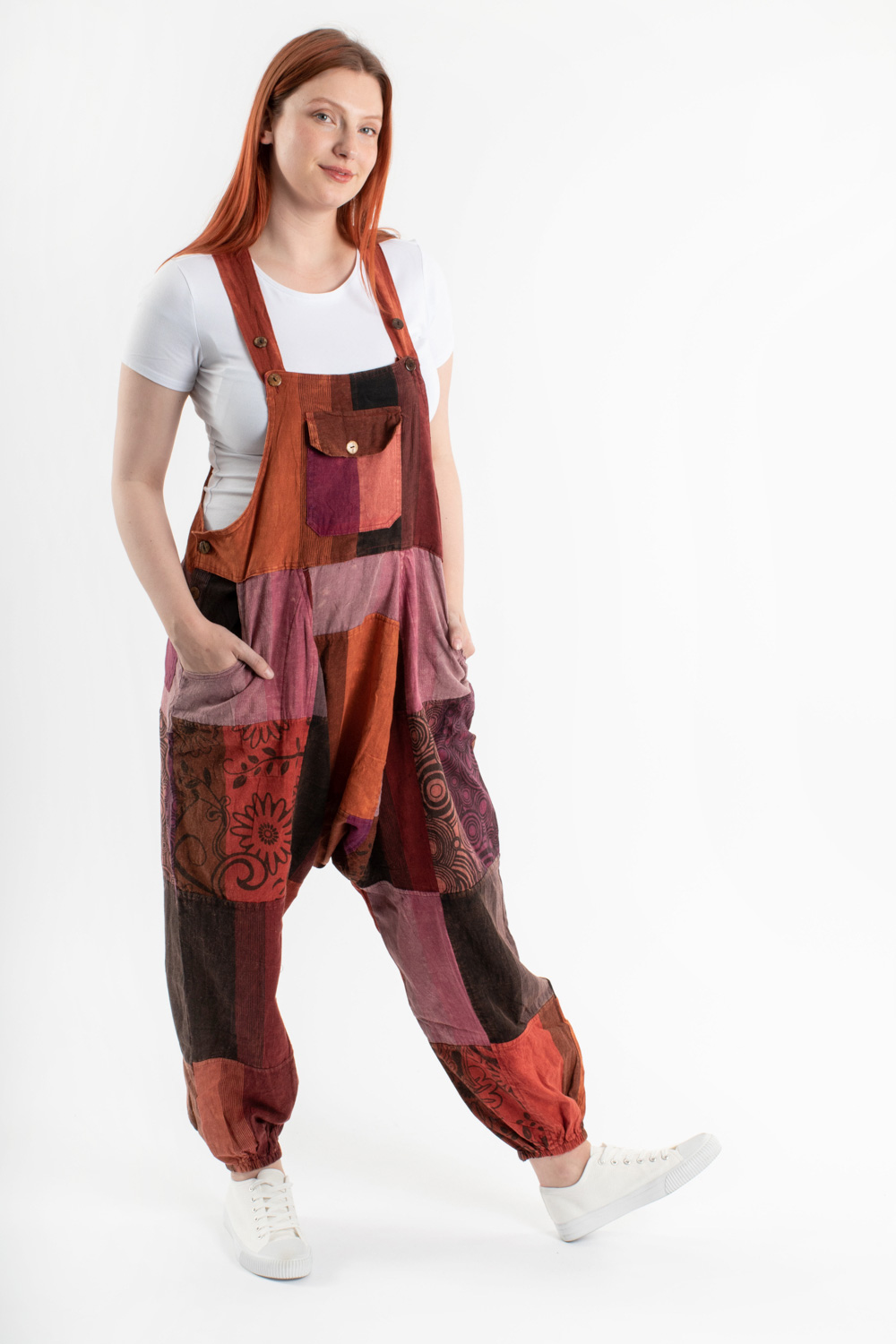 Wicked Dragon Clothing - Patchwork harem dungarees up to PLUS size