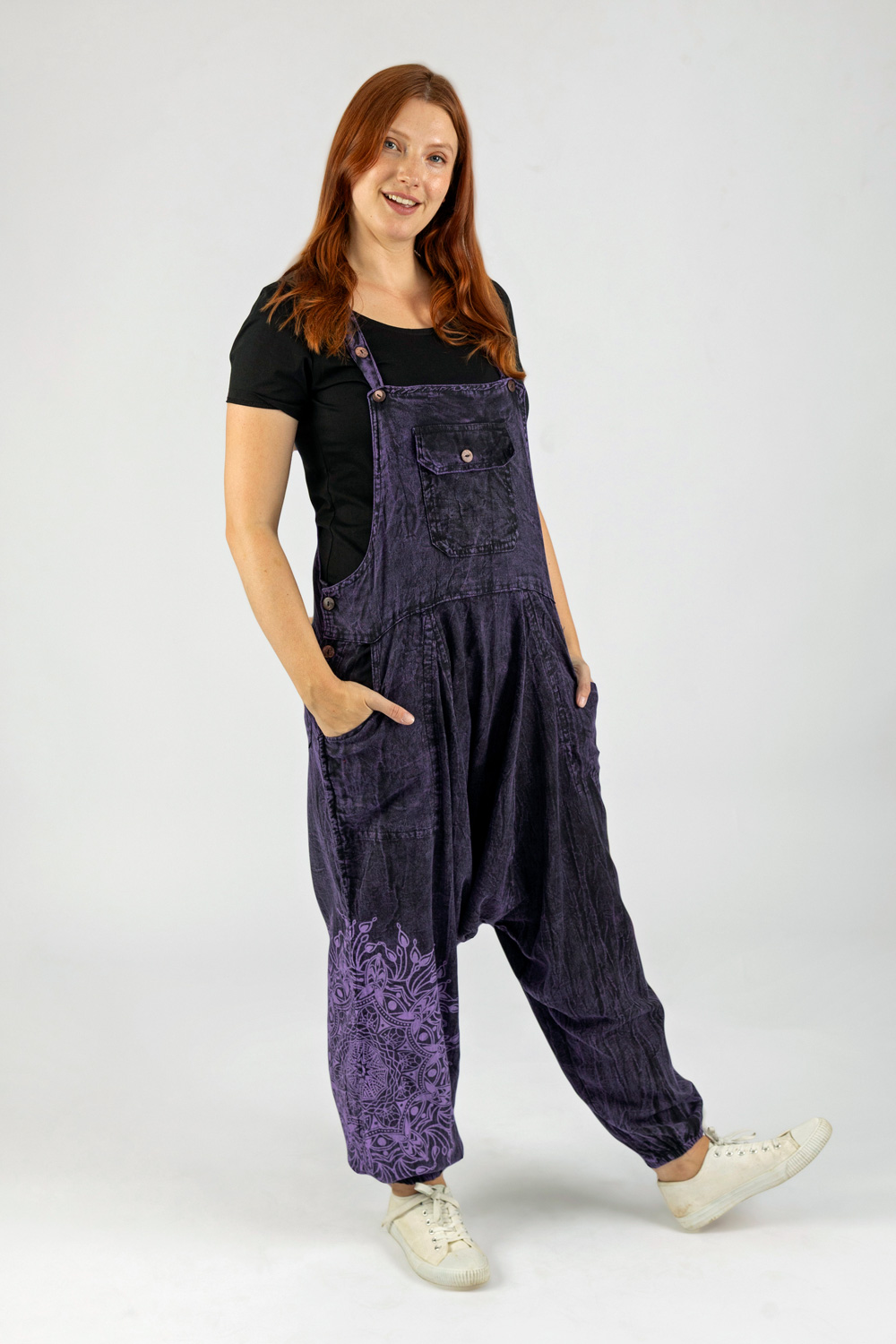 Wicked Dragon Clothing - Gracie Mandala Hippie Harem Dungarees with Pockets