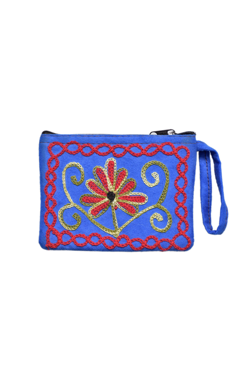 Wicked Dragon Clothing - Small suede purse with aari embroidery