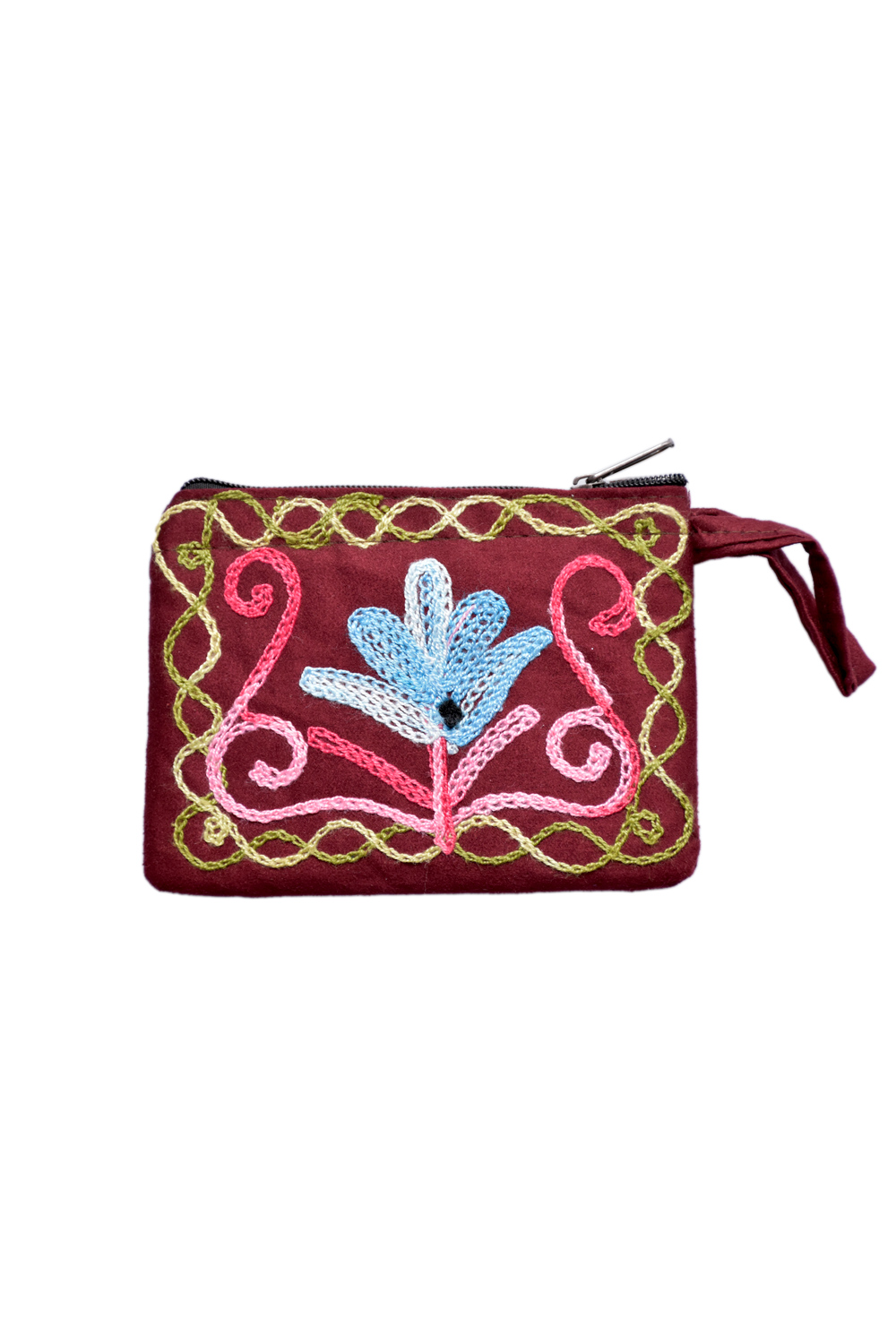 Wicked Dragon Clothing - Small suede purse with aari embroidery