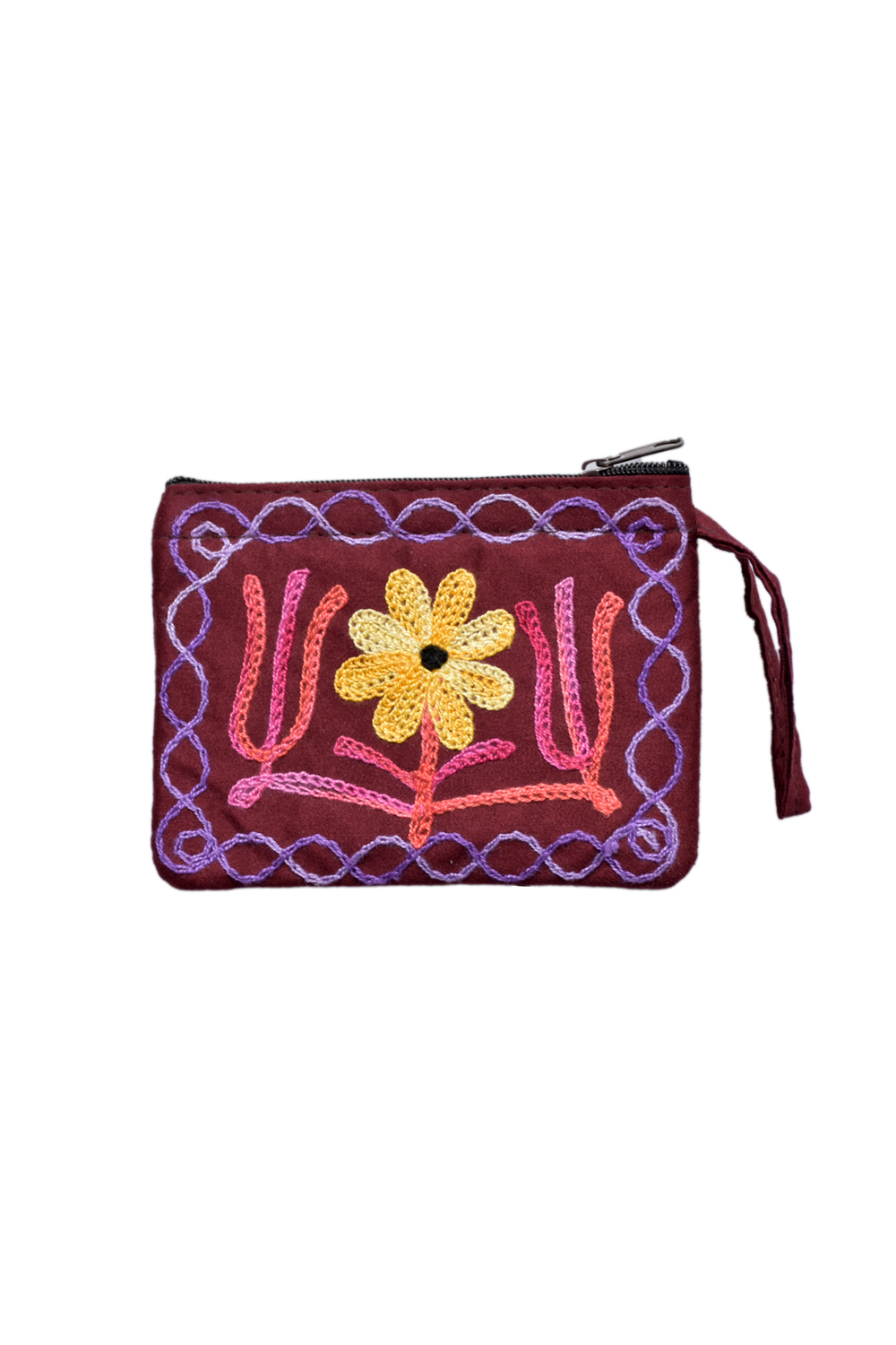 Wicked Dragon Clothing - Small suede purse with aari embroidery