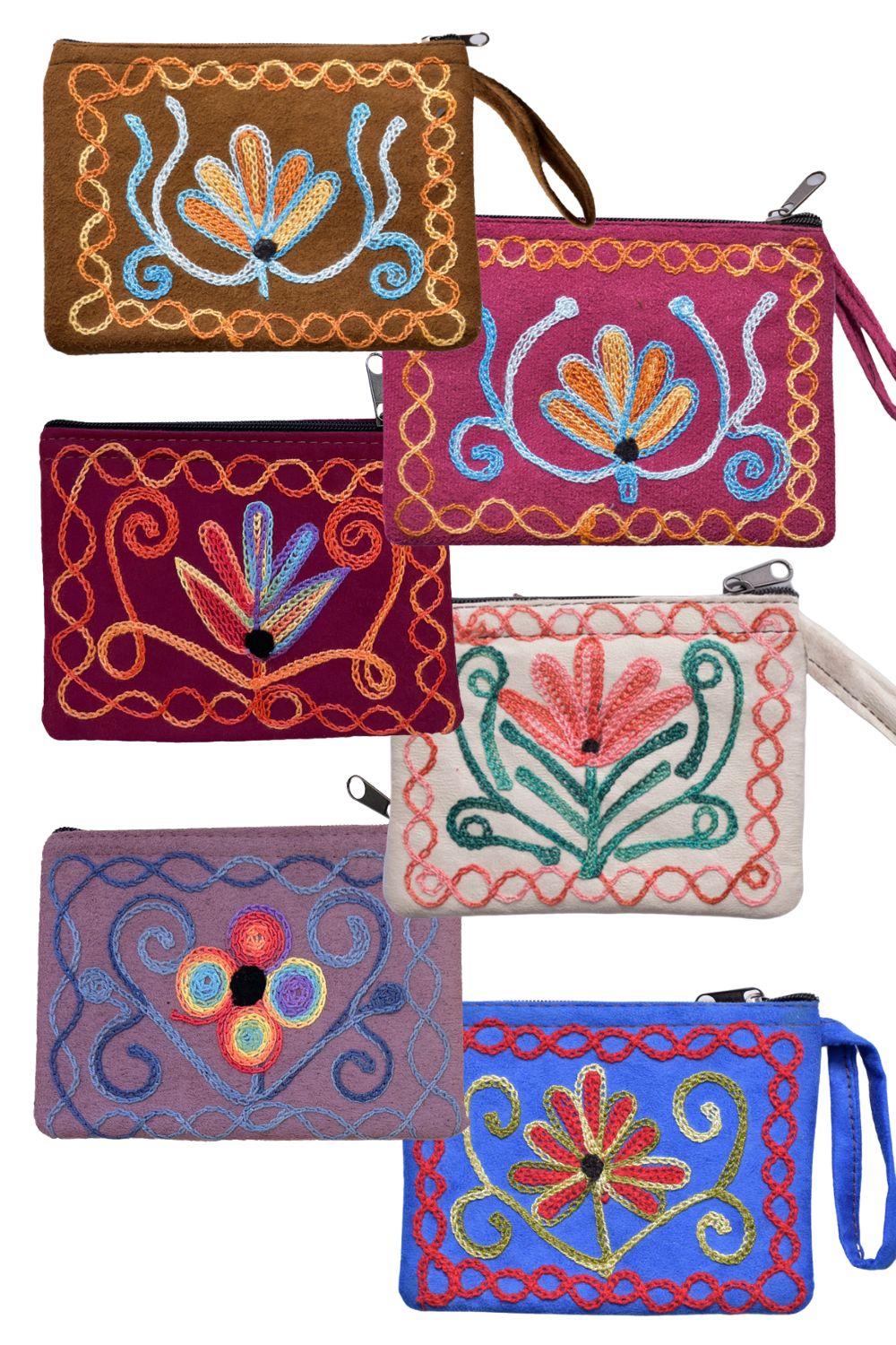 Wicked Dragon Clothing - Small suede purse with aari embroidery