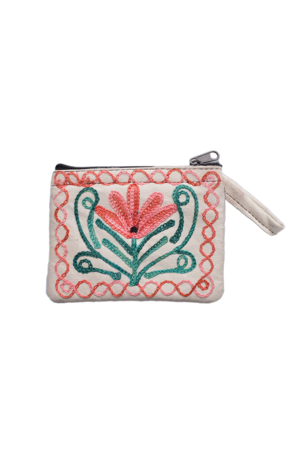 Wicked Dragon Clothing - Small suede purse with aari embroidery