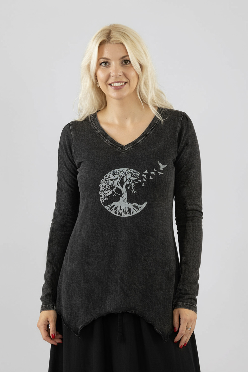 Wicked Dragon Clothing - Rowan Long Sleeve Cotton Top with Pixie Hem ...