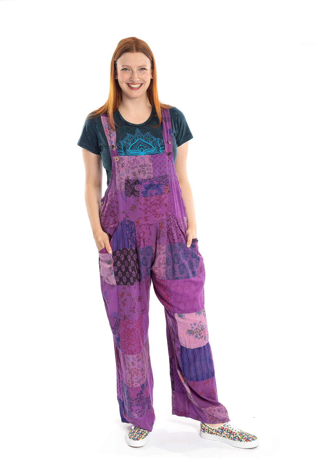Wicked Dragon Clothing - Lucia Bohemian Floral Patchwork Dungarees