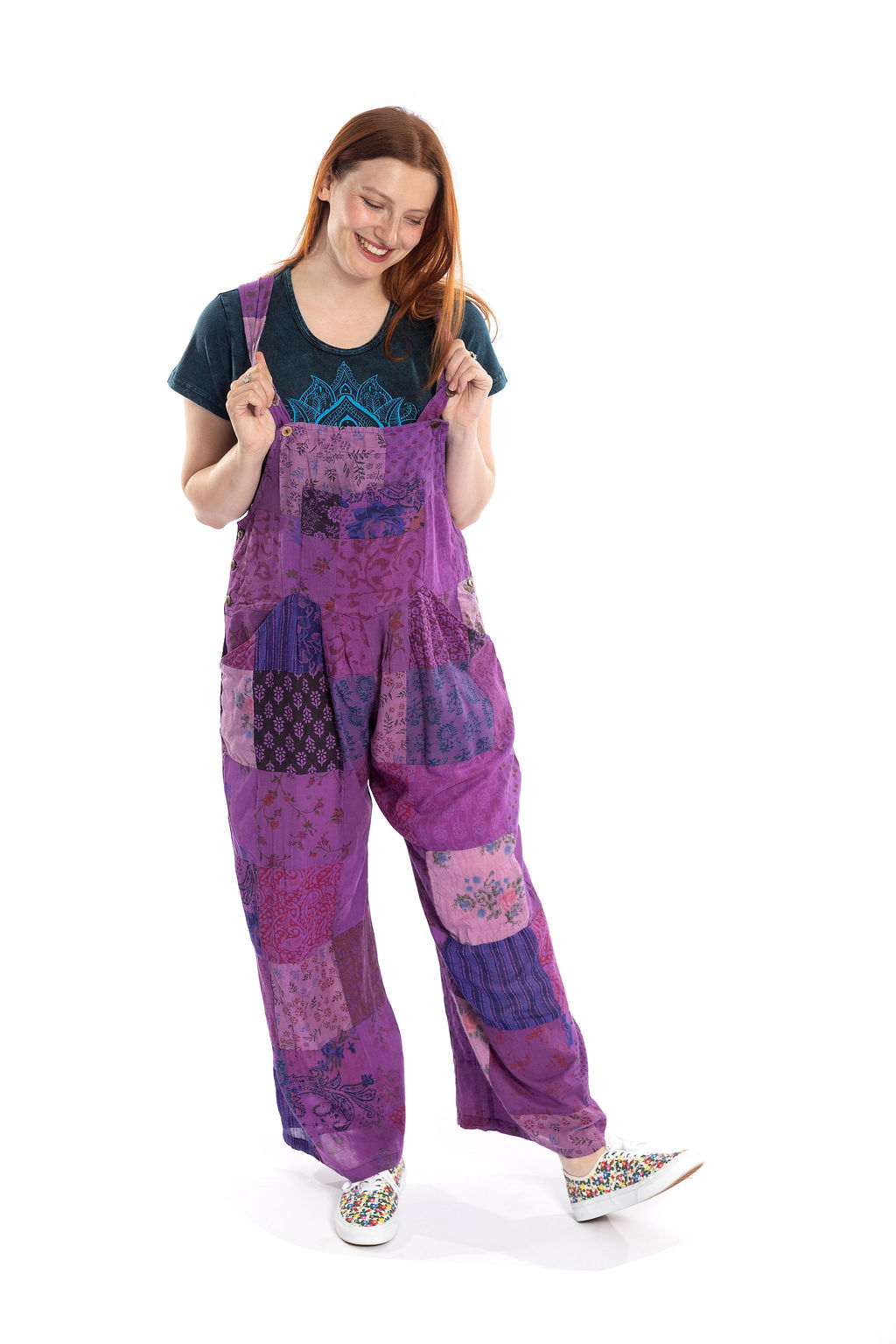 Wicked Dragon Clothing - Lucia Bohemian Floral Patchwork Dungarees